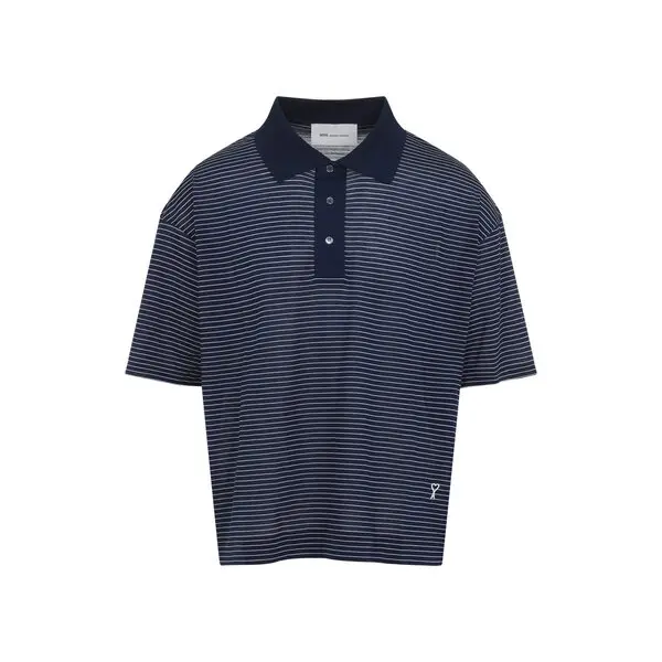 Ami Striped Boxy Fit Polo
