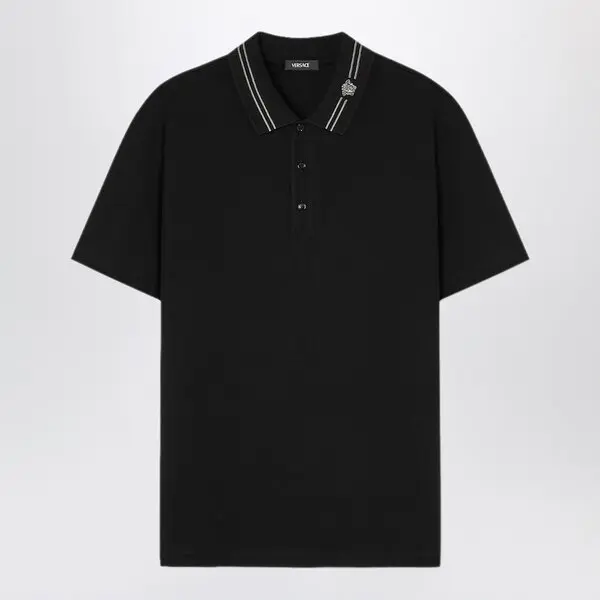 Versace Polo Shirt With Medusa Embroidery - Black