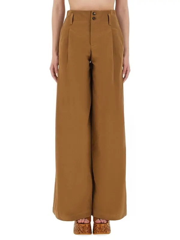 Chloé Wide Leg Cotton Trousers