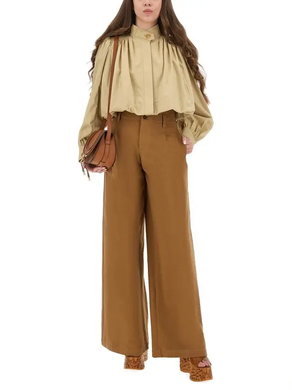 Chloé Wide Leg Cotton Trousers