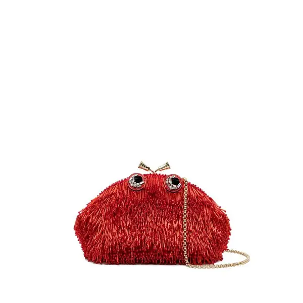 ANYA HINDMARCH Embellished Satin Clutch - Red