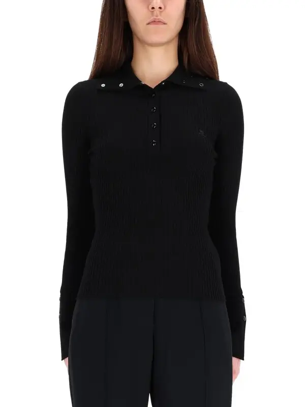 COURREGES Ribbed Polo Shirt - Black