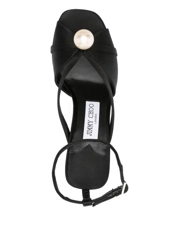 JIMMY CHOO Siva 95 Satin Sandals With Pearl Embellishment - Multicolor