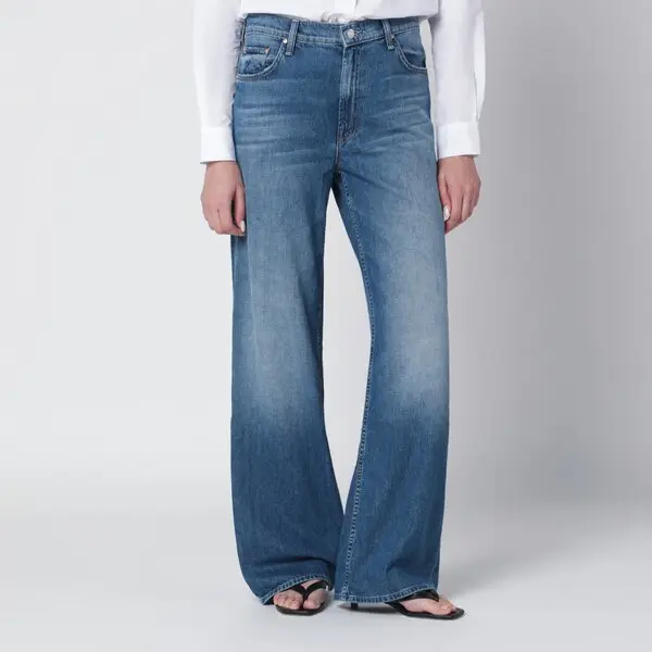 MOTHER Hit Shuffle Washed Wide-leg Jeans - Blue