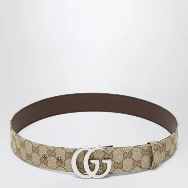 Gucci Marmont Flat Belt In Gg Fabric - Cream