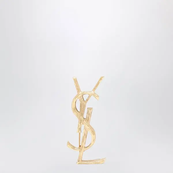Saint Laurent Cassandre Brooch With Engraved Design - Silver
