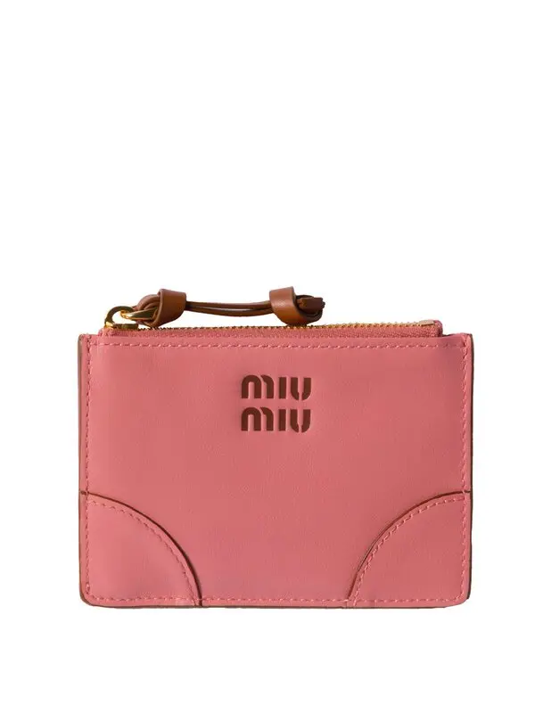 Miu Miu Leather Card Holder With Removable Key Ring - Multicolor
