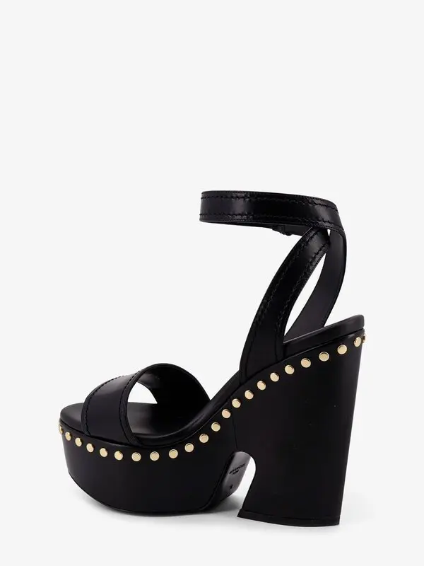 Givenchy Studded Leather Wedge Sandals - Black