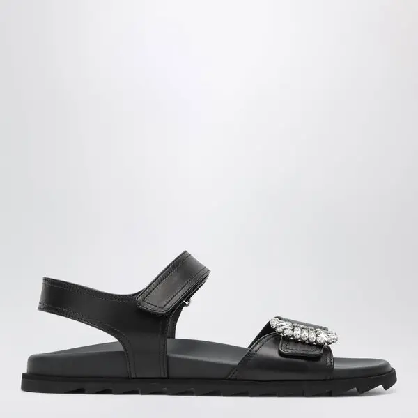 ROGER VIVIER Embellished Leather Sandals - Black