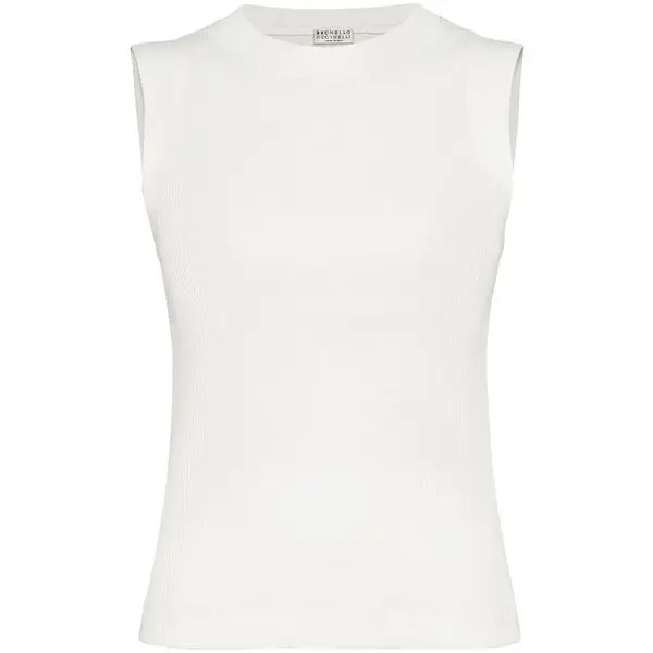 Brunello Cucinelli Sleeveless Round Neck Cotton Top