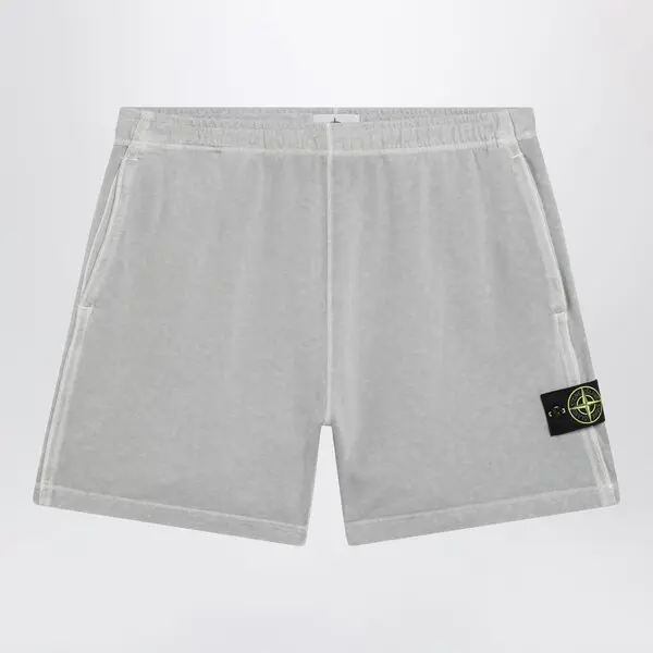 Stone Island Cotton Fleece Jogger Shorts - Gray