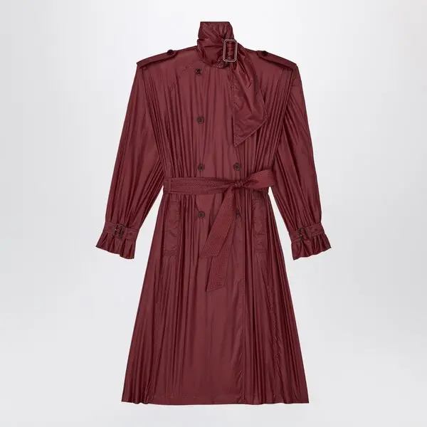 Saint Laurent Waterproof Nylon Trench Coat - Red