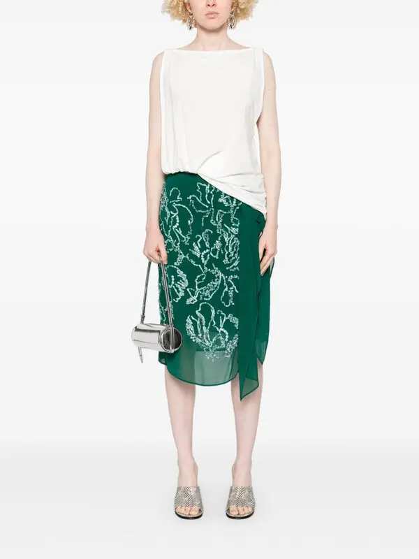 Dries Van Noten Embroidered Draped Skirt
