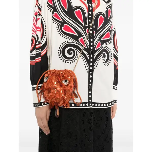 ANYA HINDMARCH Embellished Sequin Bucket Bag - Orange