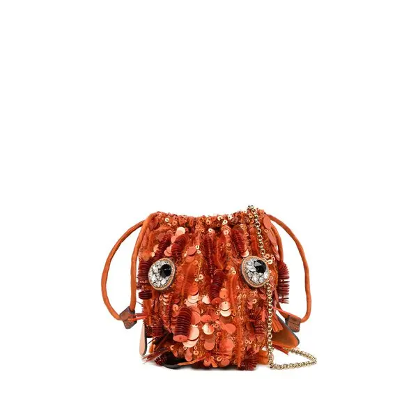 ANYA HINDMARCH Embellished Sequin Bucket Bag - Orange