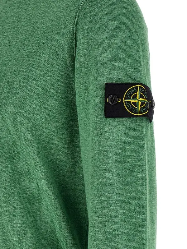 Stone Island 5100052 Shaved Cotton And Nylon Blend Crew Neck Sweater - Green