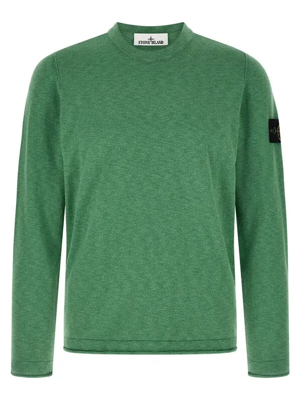 Stone Island 5100052 Shaved Cotton And Nylon Blend Crew Neck Sweater - Green