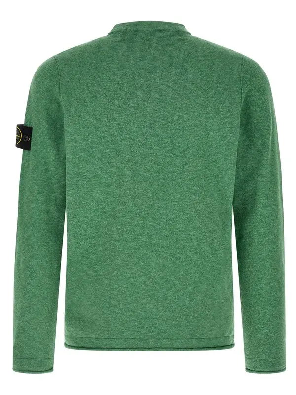 Stone Island 5100052 Shaved Cotton And Nylon Blend Crew Neck Sweater - Green