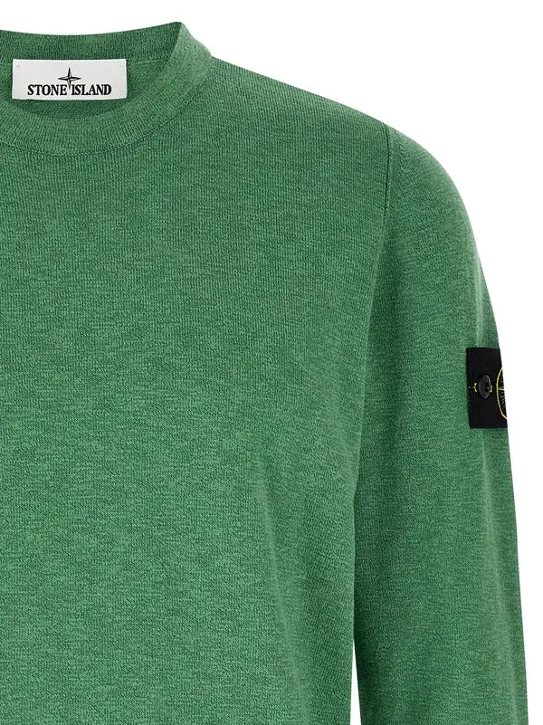 Stone Island 5100052 Shaved Cotton And Nylon Blend Crew Neck Sweater - Green
