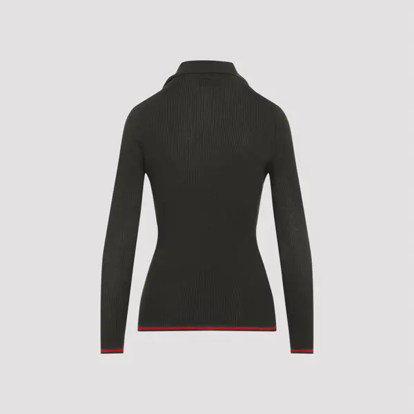 Gucci Ribbed Cashmere Polo With Web Detail