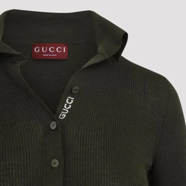 Gucci Ribbed Cashmere Polo With Web Detail