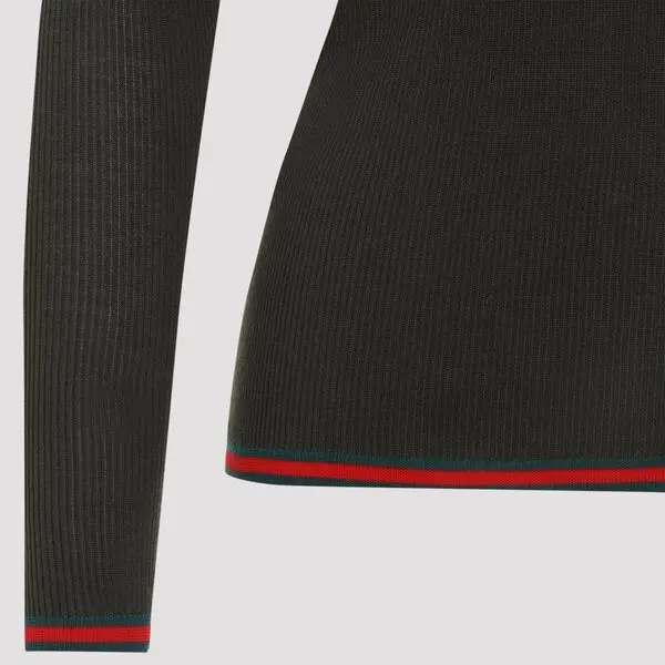 Gucci Ribbed Cashmere Polo With Web Detail