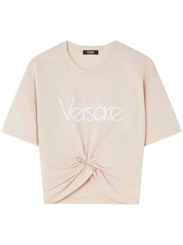 Versace Logo Print Cotton T-shirt - Multicolor