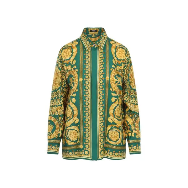 Versace Formal Shirt With Signature Design - Green