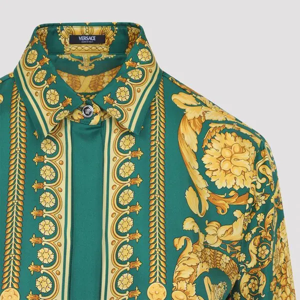 Versace Formal Shirt With Signature Design - Green