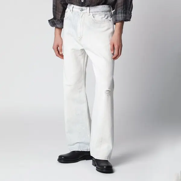Our Legacy Third Cut Relaxed-fit Jeans In Beige Cotton Denim - White