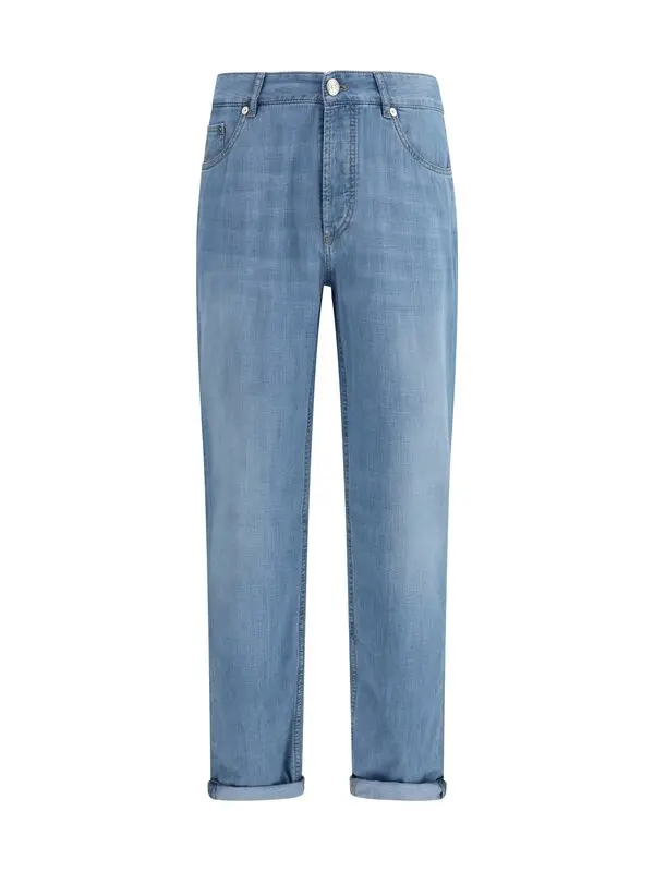 Brunello Cucinelli Cotton Jeans With Distressed Effect - Blue