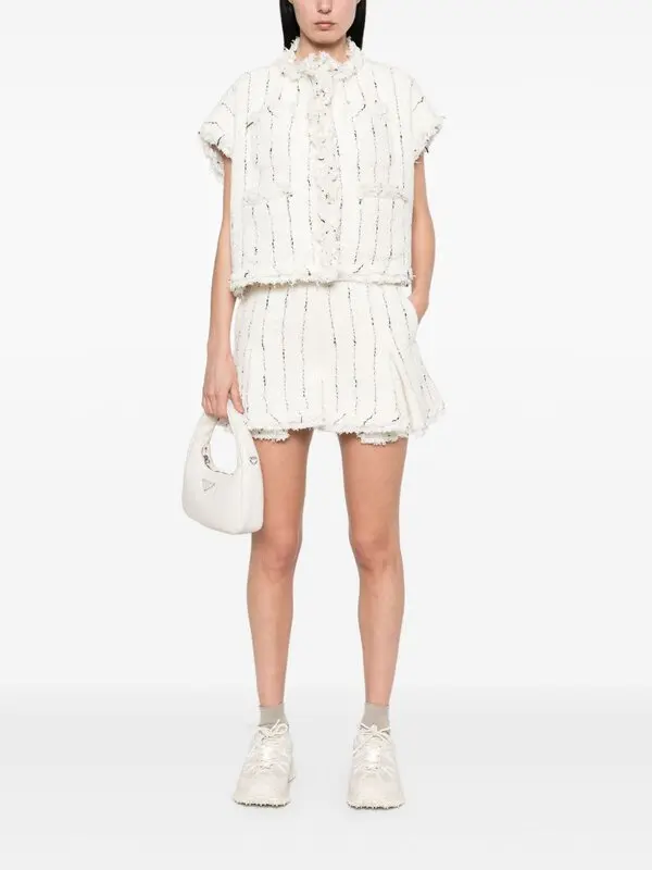 Sacai Tweed Shorts With Striped Detail - Multicolor