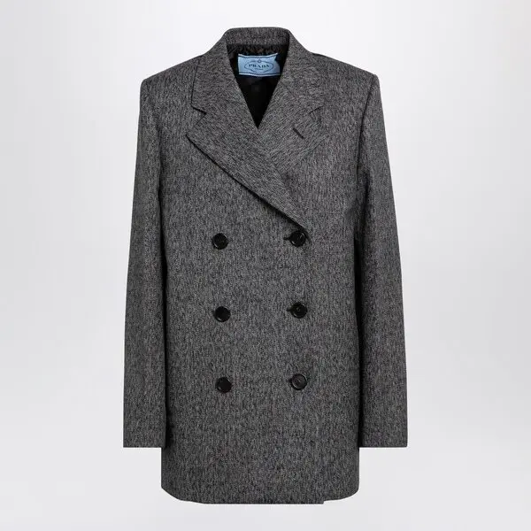 Prada Double-breasted Prince Of Wales Wool Jacket
