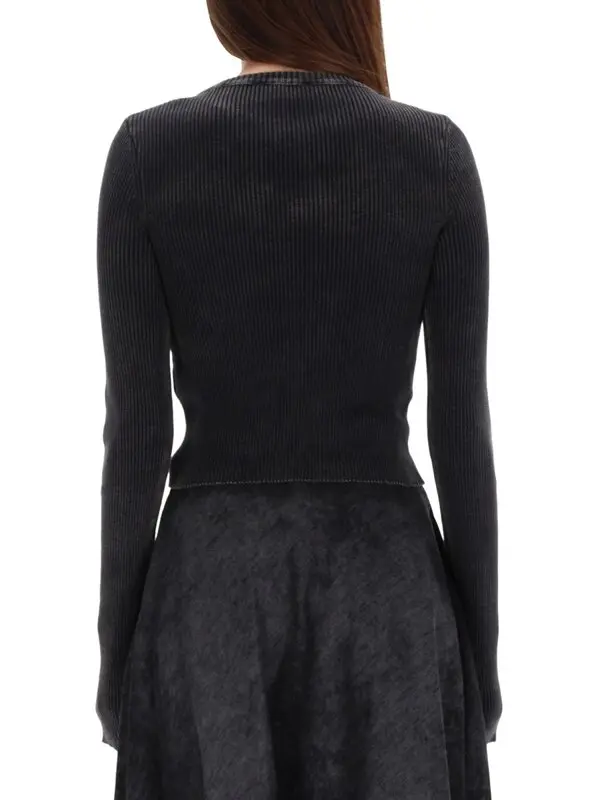 DIESEL® Ribbed Cropped Long Sleeve T-shirt