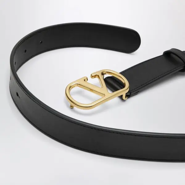 Valentino Garavani Vlogo Signature Belt In Smooth Calf Leather - Black