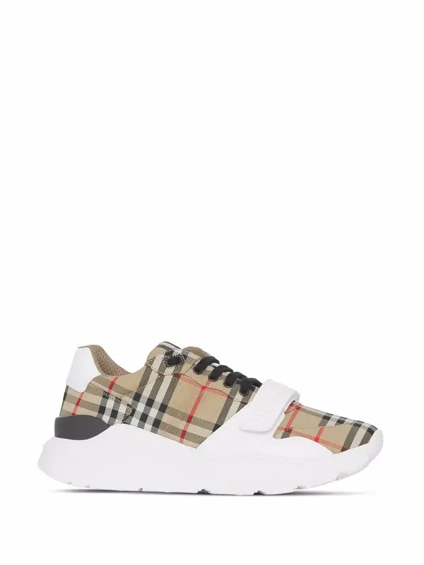Burberry Vintage Check-pattern Sneakers With Leather Trim - Multicolor