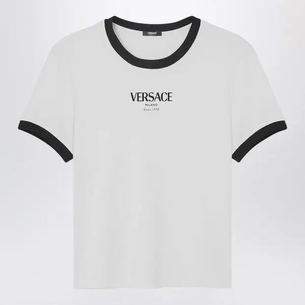 Versace Black Stretch Viscose Jersey T-shirt - White