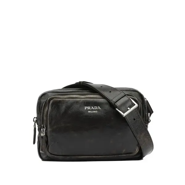Prada Lamb Leather Shoulder Bag - Brown