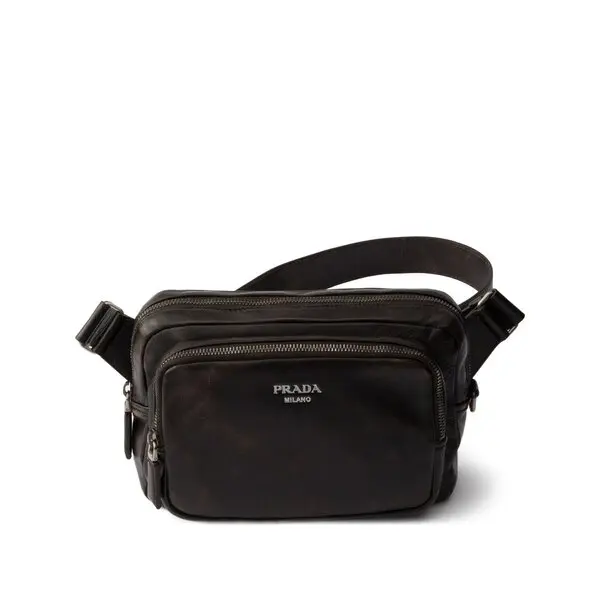Prada Lamb Leather Shoulder Bag - Brown