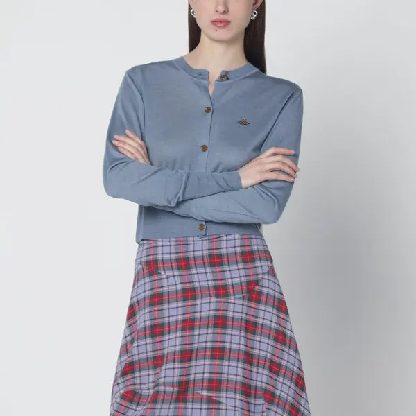 VIVIENNE WESTWOOD Cropped Wool And Silk Cardigan - Blue