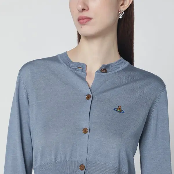 VIVIENNE WESTWOOD Cropped Wool And Silk Cardigan - Blue