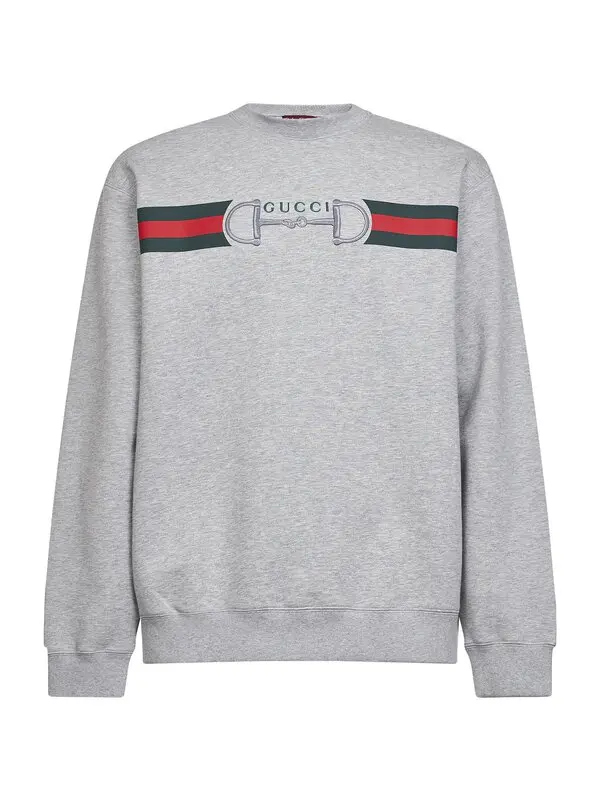 Gucci Melange Grey Cotton Printed Sweatshirt - Multicolor