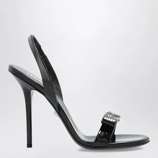 Versace Leather Medusa Bow High Heel Sandals - Black
