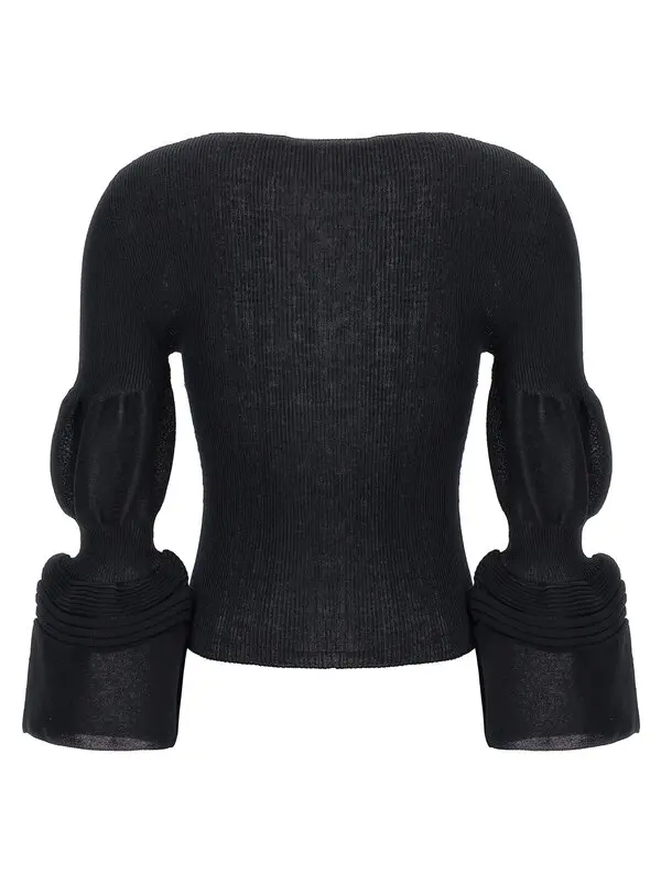 Issey Miyake Assemblage Branch Puff Sleeve Knit Top