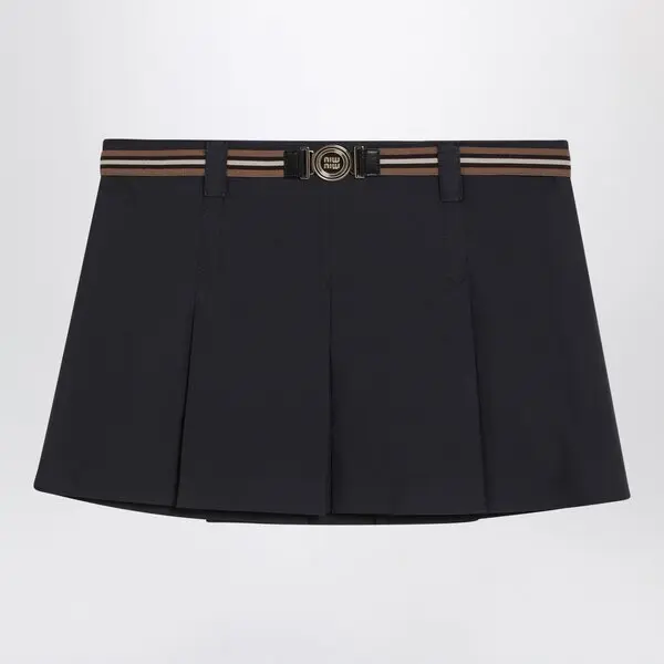 Miu Miu Pleated Mini Skirt With Belt - Multicolor
