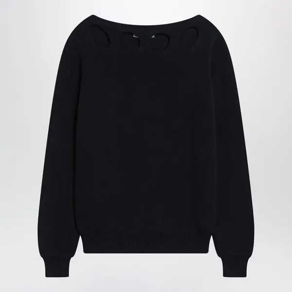 Prada Cotton Sweater With Geometric Details - Blue