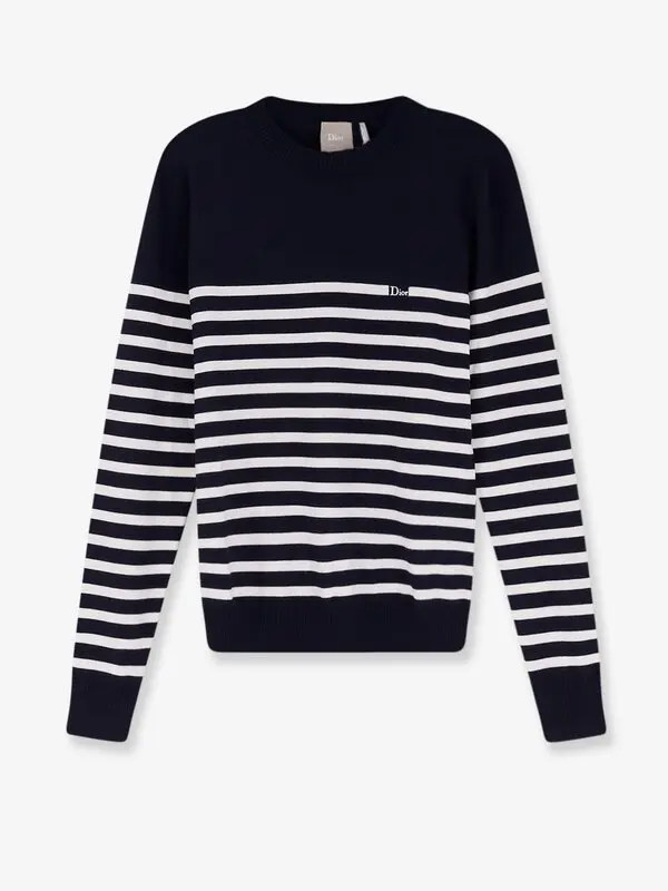 Dior Wool Sweater With Striped Pattern And Embroidered Logo