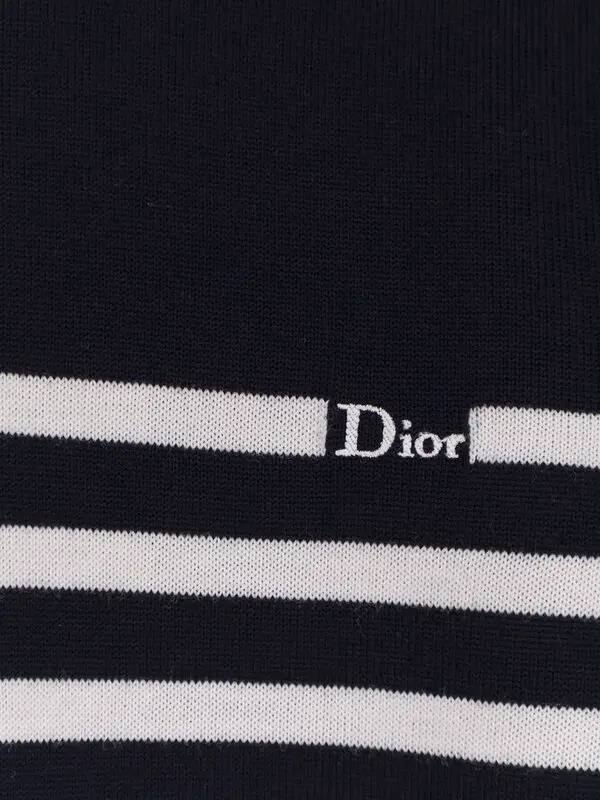Dior Wool Sweater With Striped Pattern And Embroidered Logo