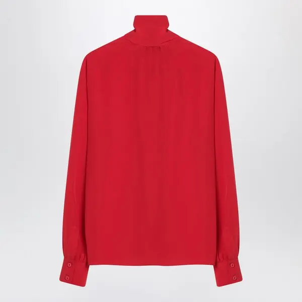 Prada Silk Blouse With Scarf Collar - Red