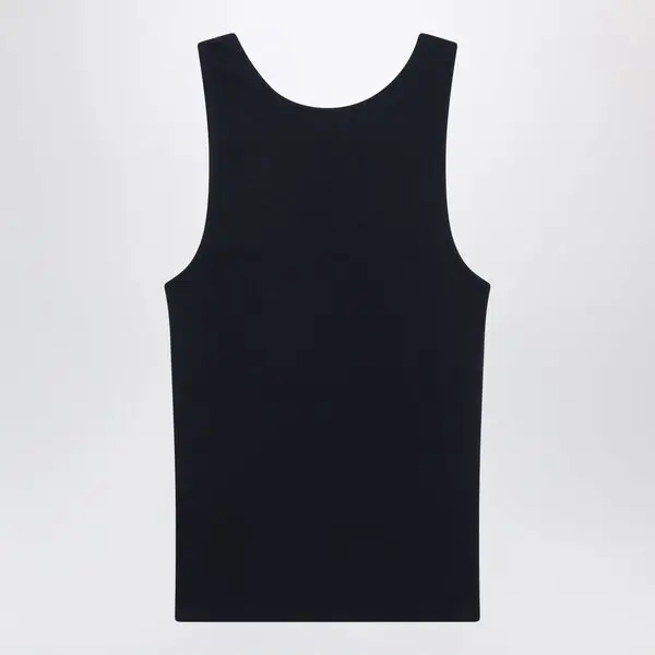 Saint Laurent Cassandre Ribbed Cotton Jersey Tank Top - Blue